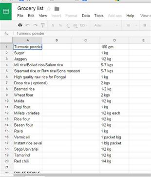 Indian grocery list for 2 persons with quantities - Food & Recipes
